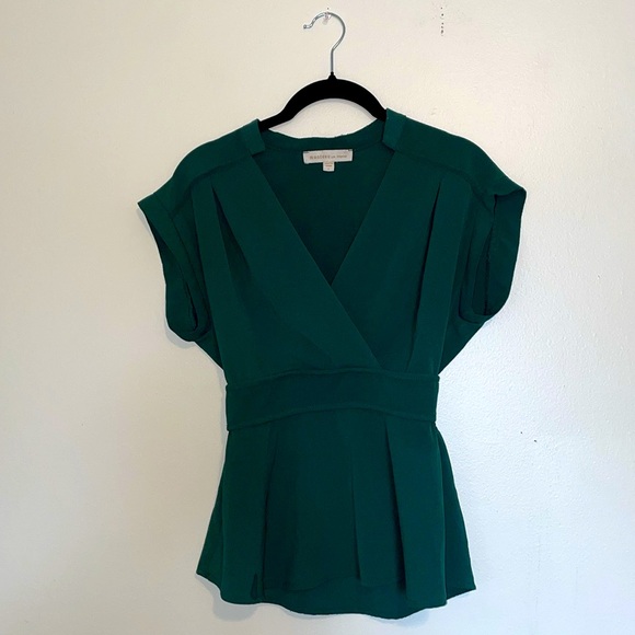 Monteau | Tops | Monteau Green Wrap Peplum Blouse With Dolman Cap ...